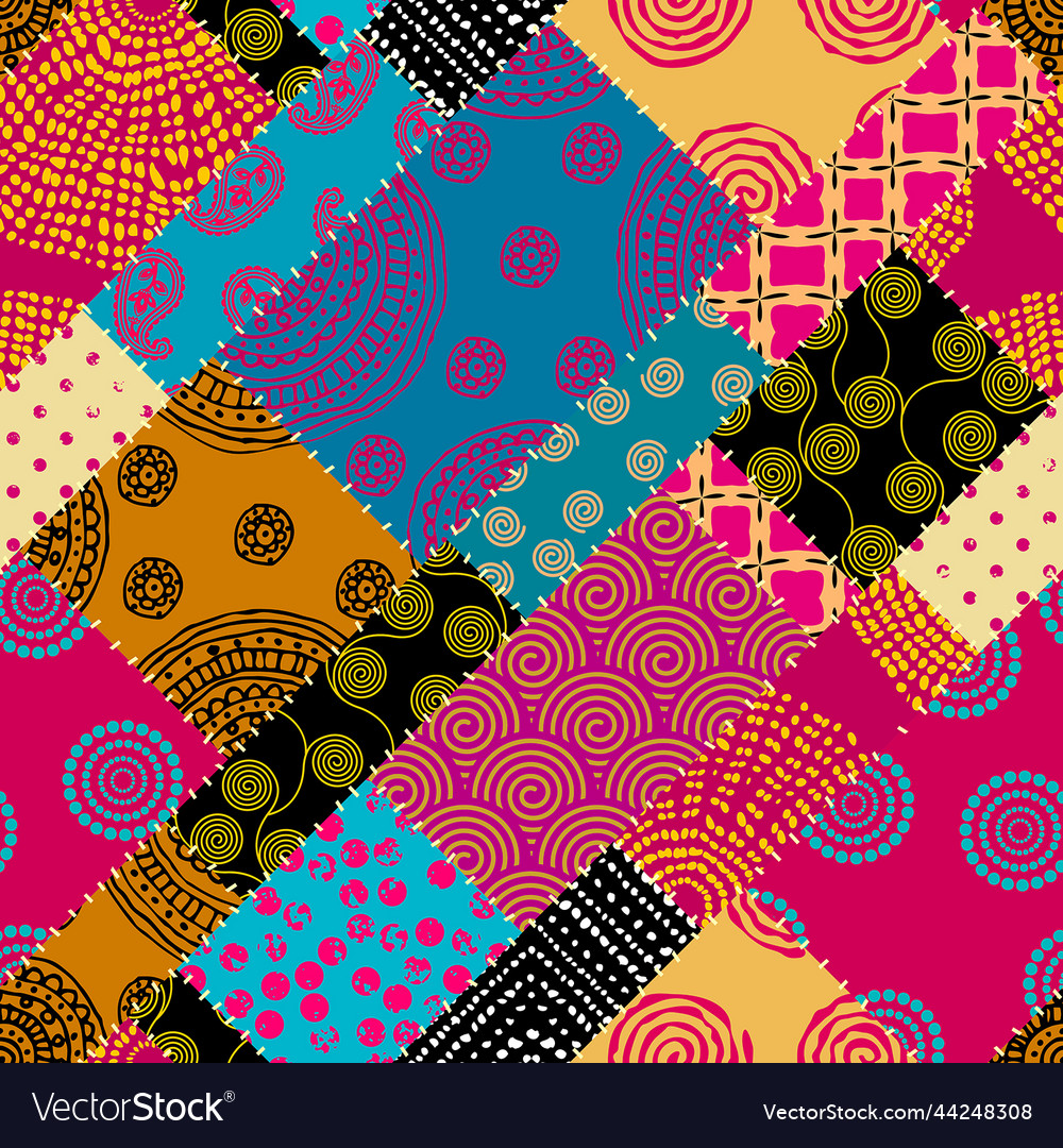 Patchwork textile pattern seamless quilting Vector Image