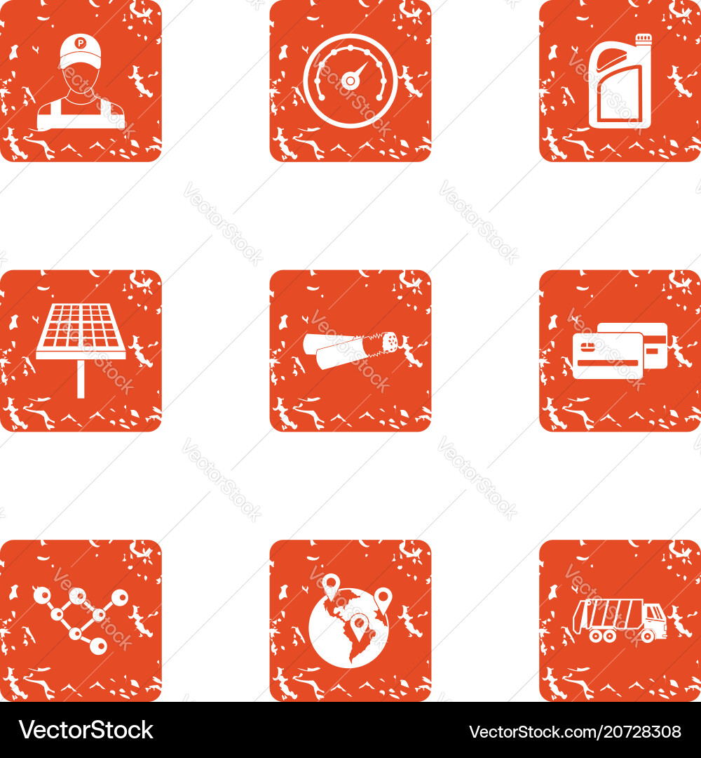 Region icons set grunge style Royalty Free Vector Image