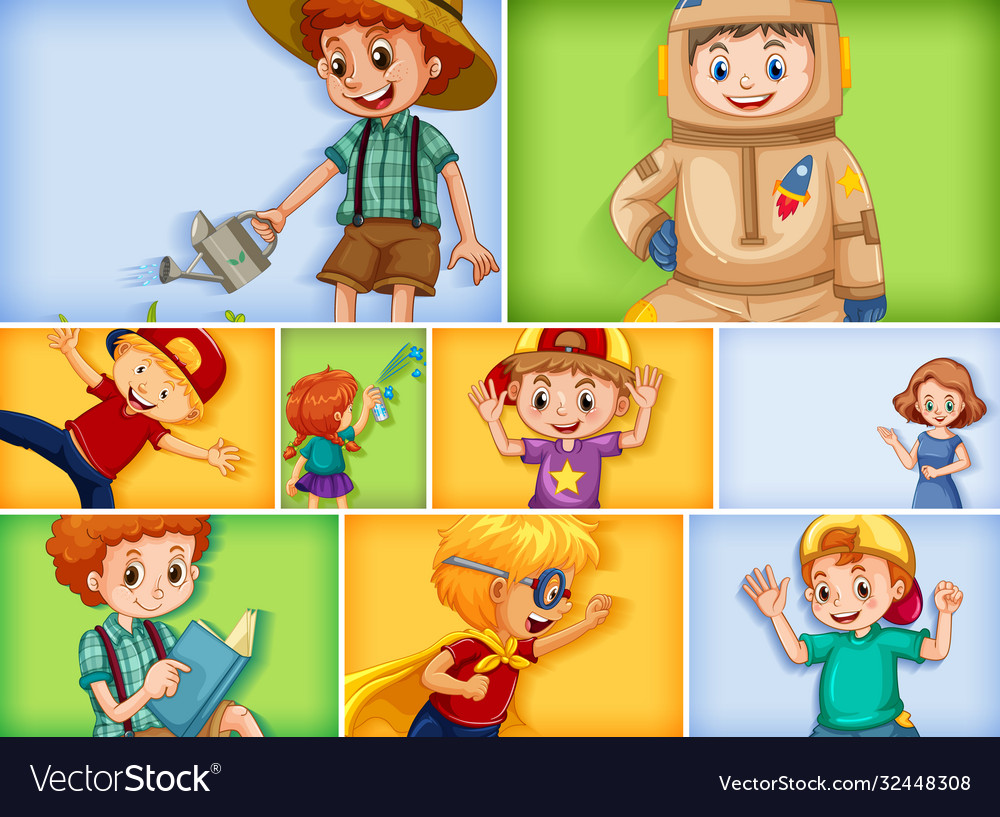 Set different kid characters Royalty Free Vector Image