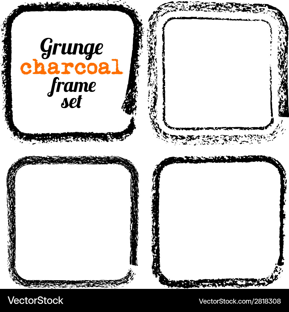 Set of four grunge square charcoal frames Vector Image