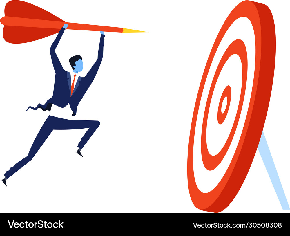 Successful businessman running to target Vector Image