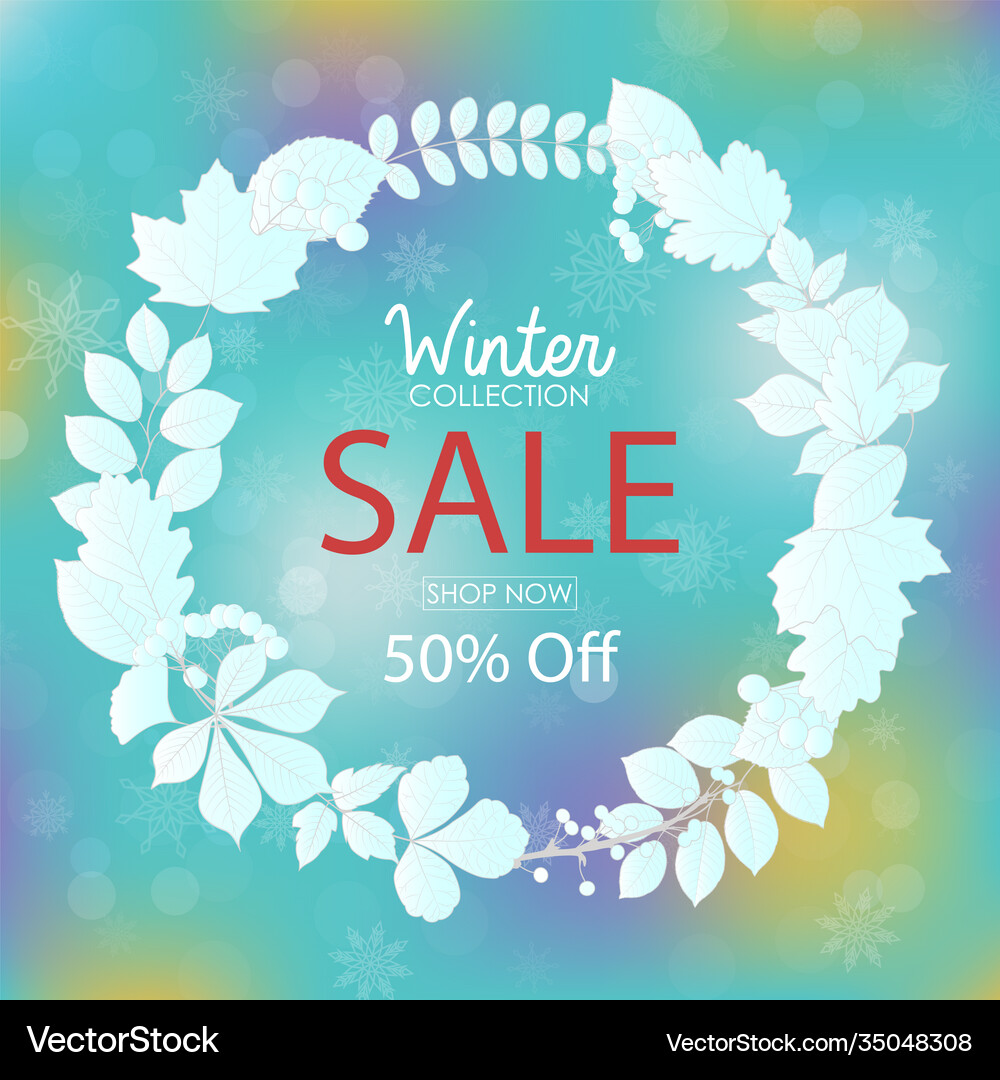 Winter sale collection with florals Royalty Free Vector