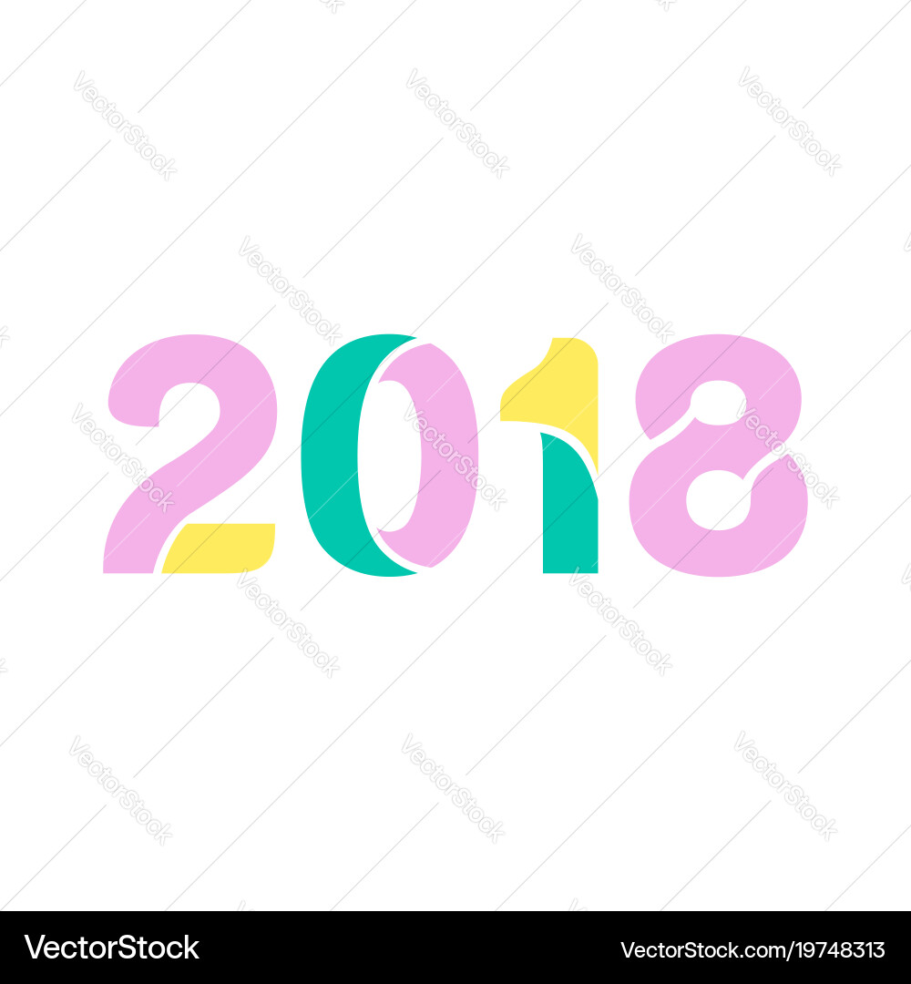 2018 number pastel lettermark graphic design Vector Image