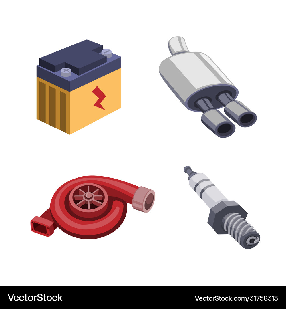 Automotive component part collection iconset Vector Image