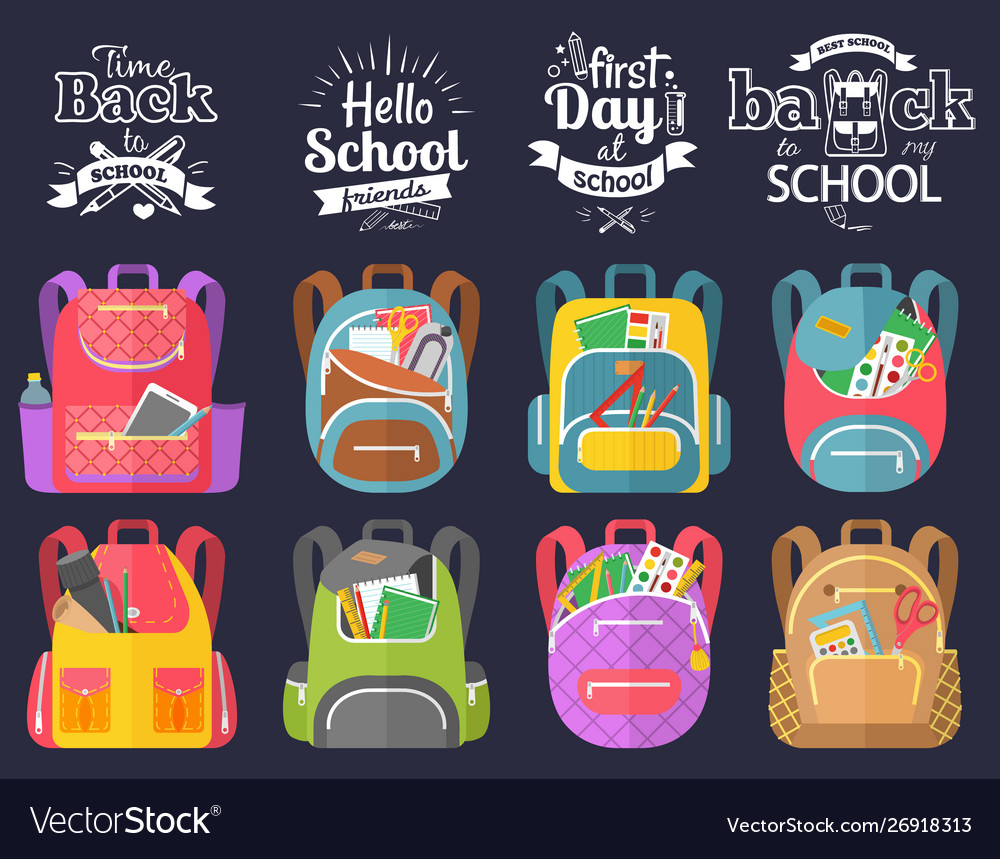 Colored school backpack back Royalty Free Vector Image