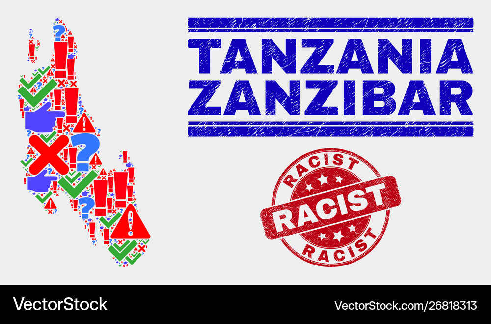 Composition zanzibar island map symbol mosaic Vector Image
