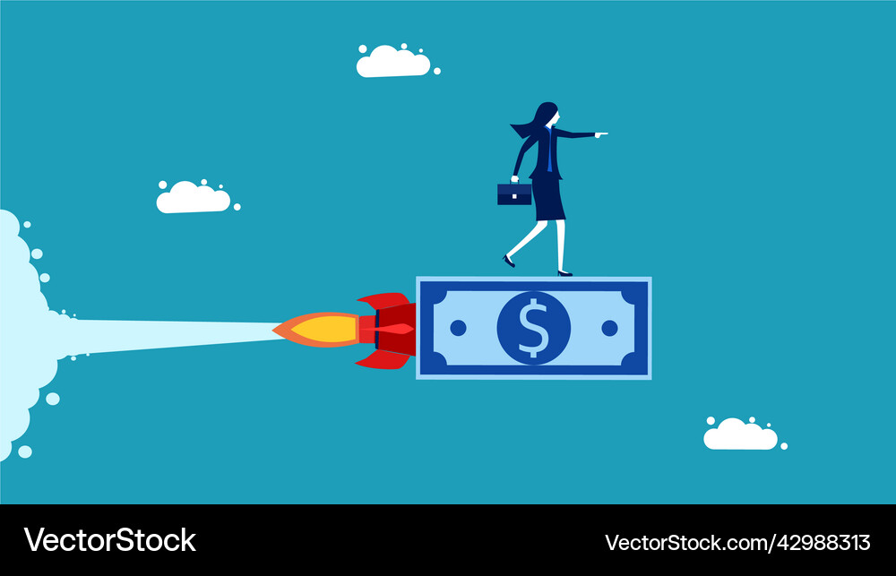 Fast money on a rocket spending money Royalty Free Vector