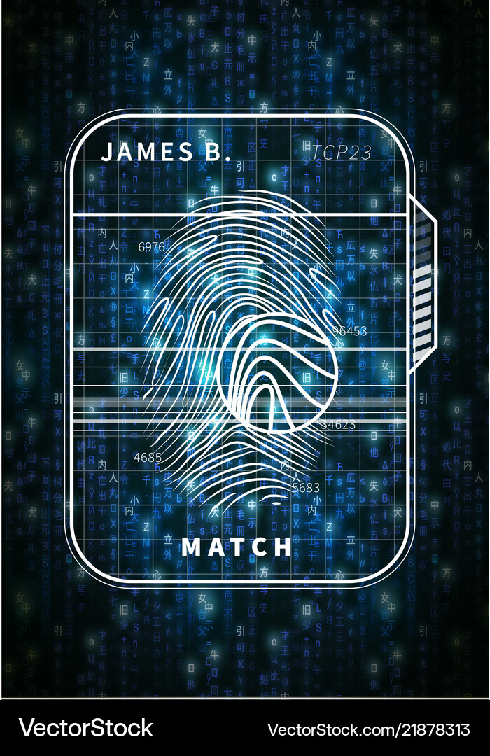 Fingerprint scan futuristic concept on abstract Vector Image