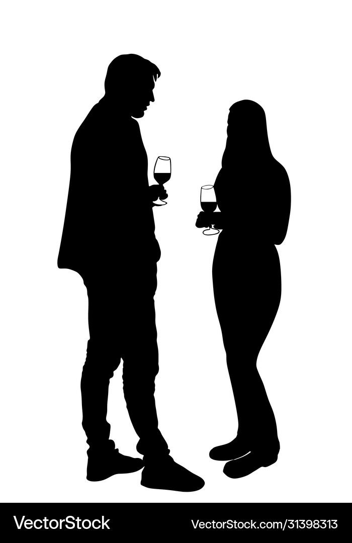 Girlfriend and boyfriend on date silhouette Vector Image