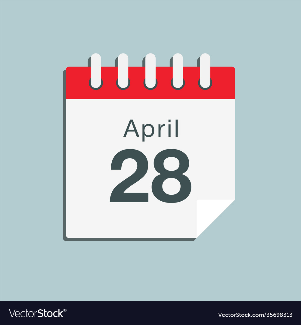 Icon day date 28 april template calendar page Vector Image