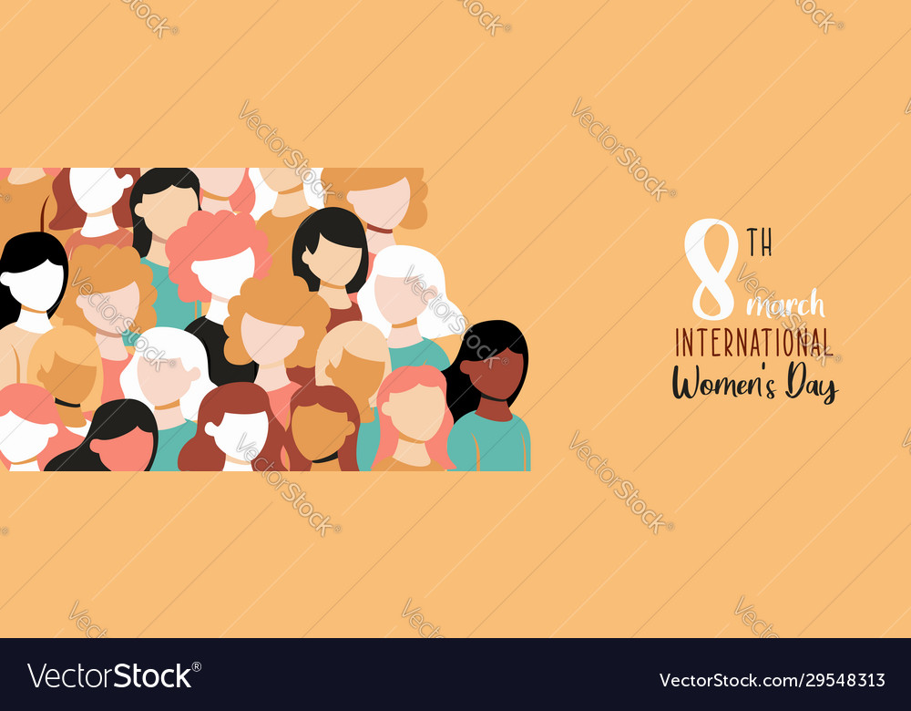 International womens day banner diverse girl team Vector Image