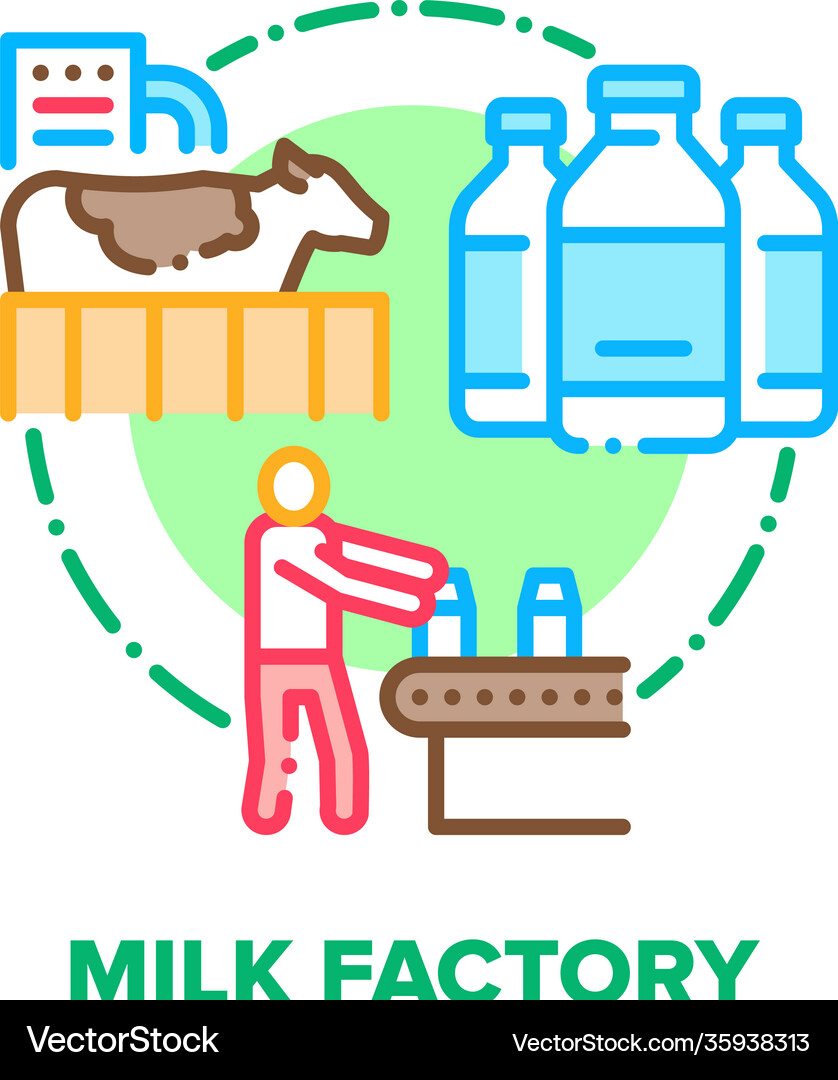 Milk factory concept color Royalty Free Vector Image