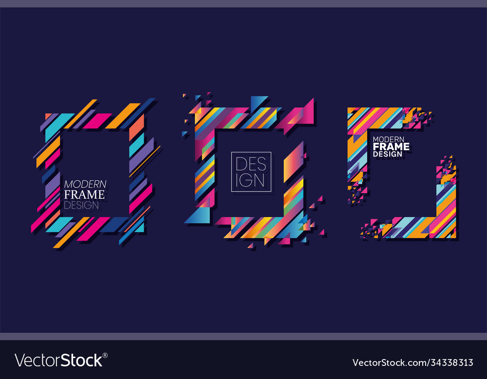 Modern frames set striped design Royalty Free Vector Image