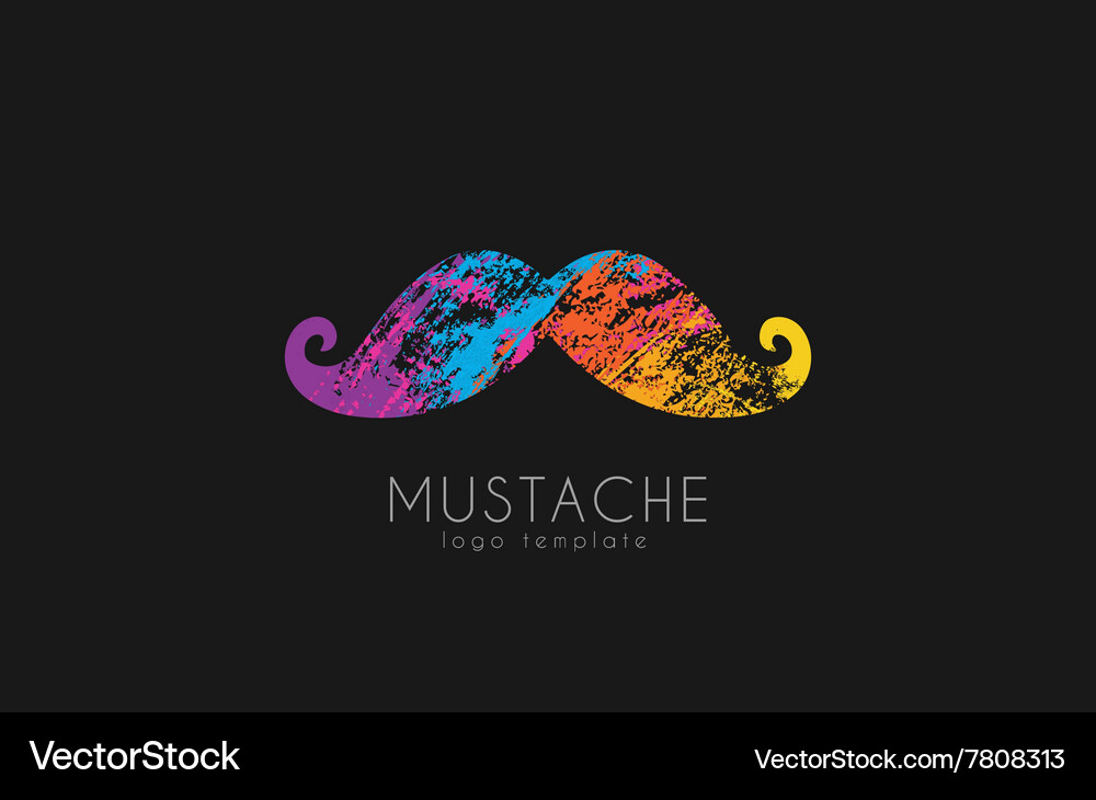 Mustache logo color in grunge Royalty Free Vector Image