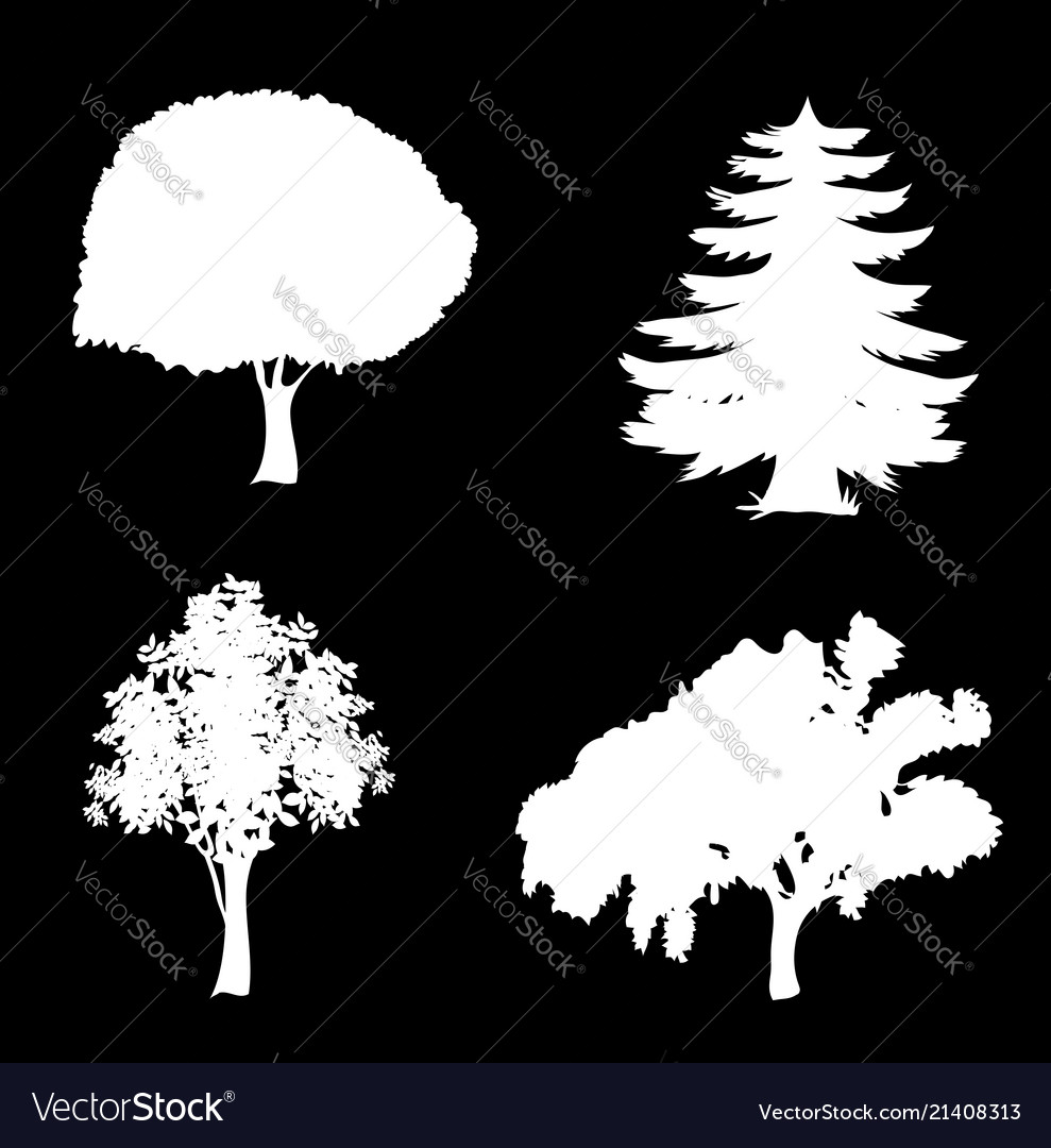 Set of trees icons isolated on black background Vector Image
