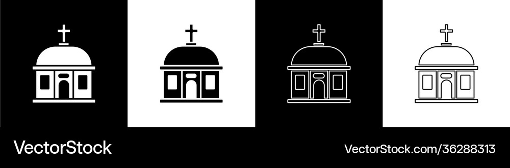 Set santorini building icon isolated on black Vector Image