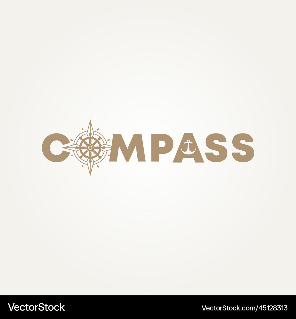 Steering wheel and anchor compass label icon logo Vector Image