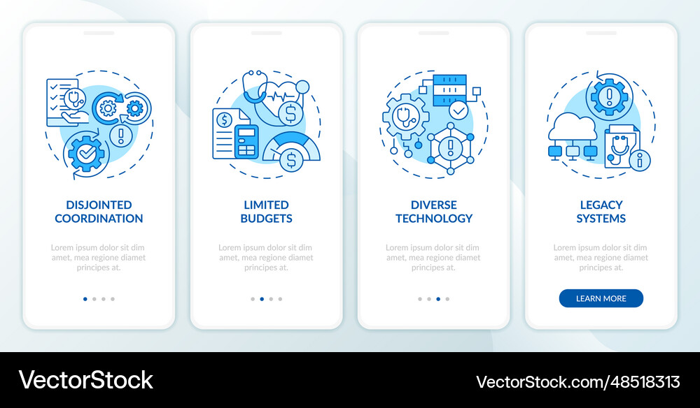 Walkthrough hir with blue icons concept Royalty Free Vector