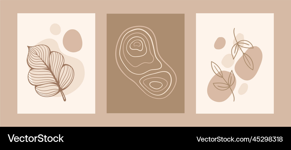 Abstract boho floral simple minimalist hand drawn Vector Image