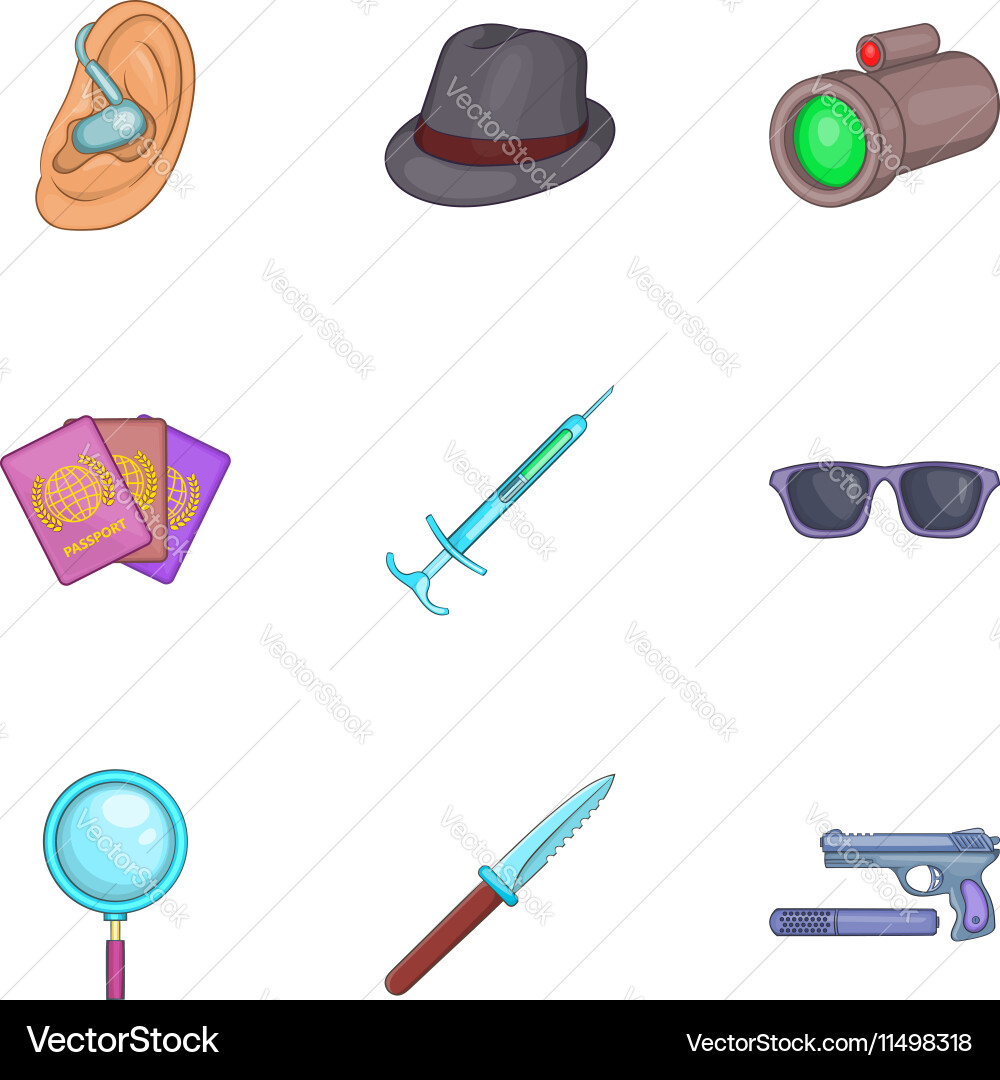 Agent icons set cartoon style Royalty Free Vector Image