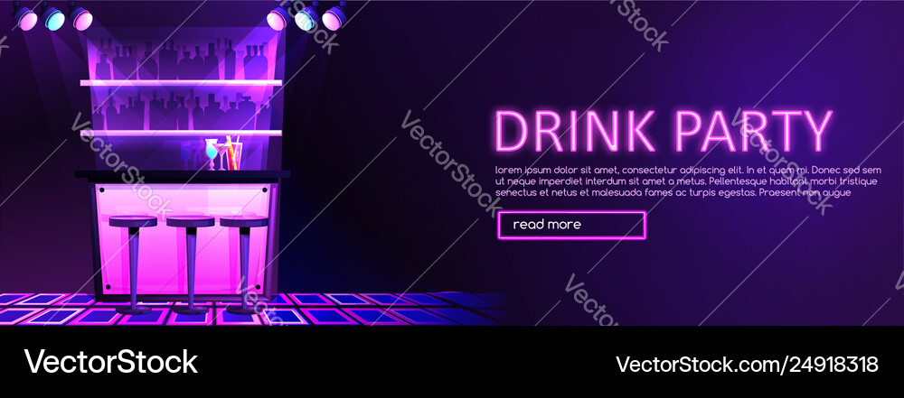 Bar interior with cocktails banner Royalty Free Vector Image