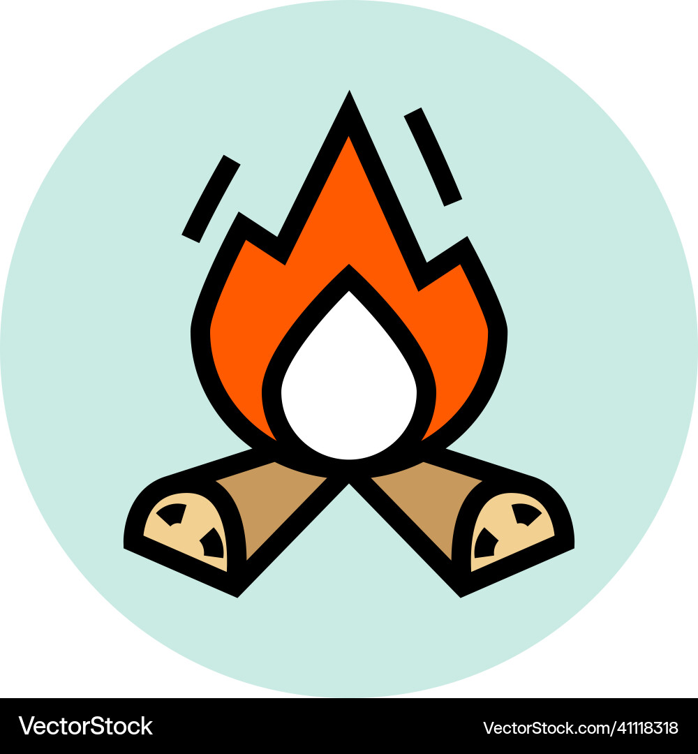 Campfire symbol in circle firewood flame icon Vector Image
