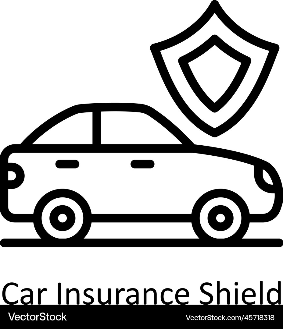 Car insurance shield outline icon design il Vector Image