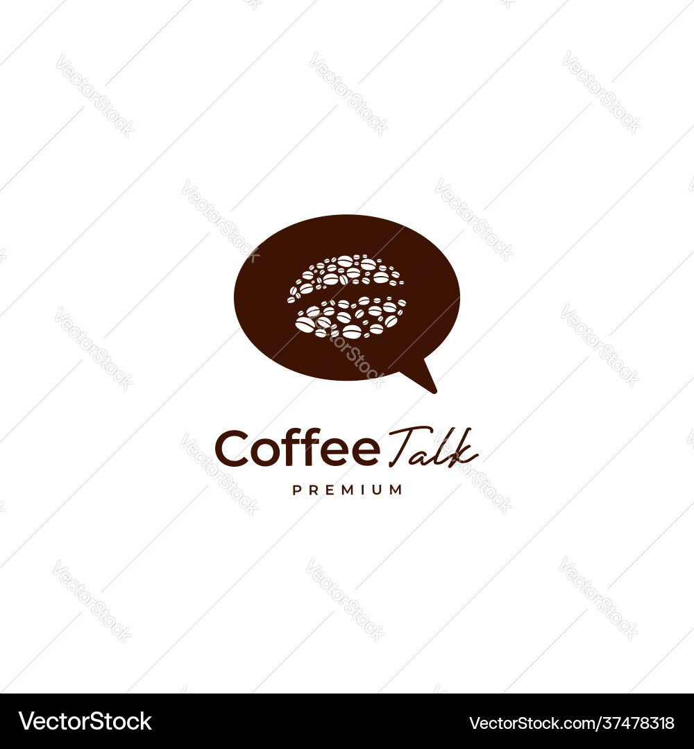Coffee bean talk logo with bubble speak talk icon Vector Image