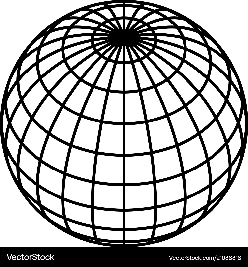 Earth planet globe grid black thick meridians Vector Image