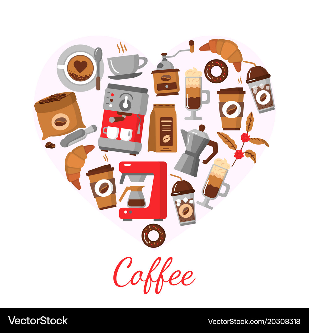 Flat modern icons for coffee shop Royalty Free Vector Image