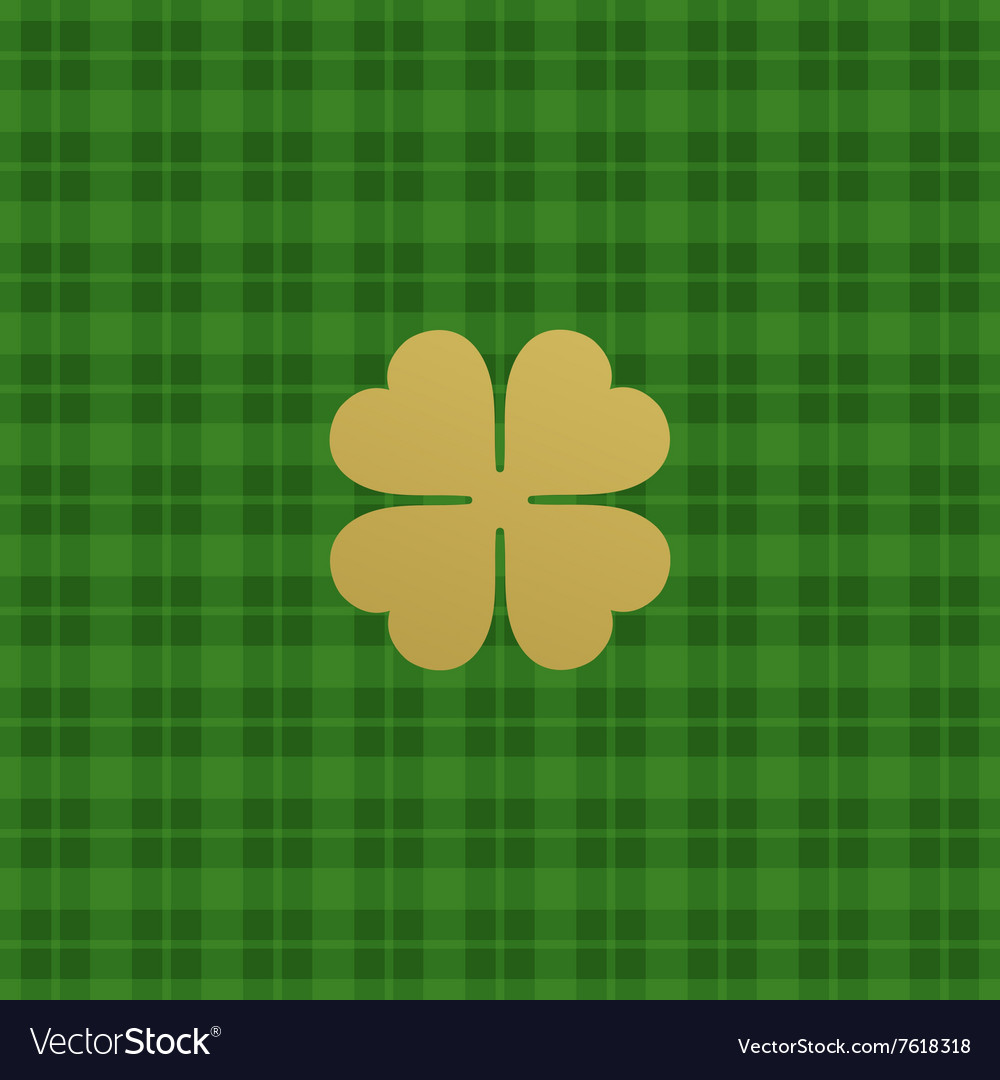 Green checkered pattern with clover leaf Vector Image