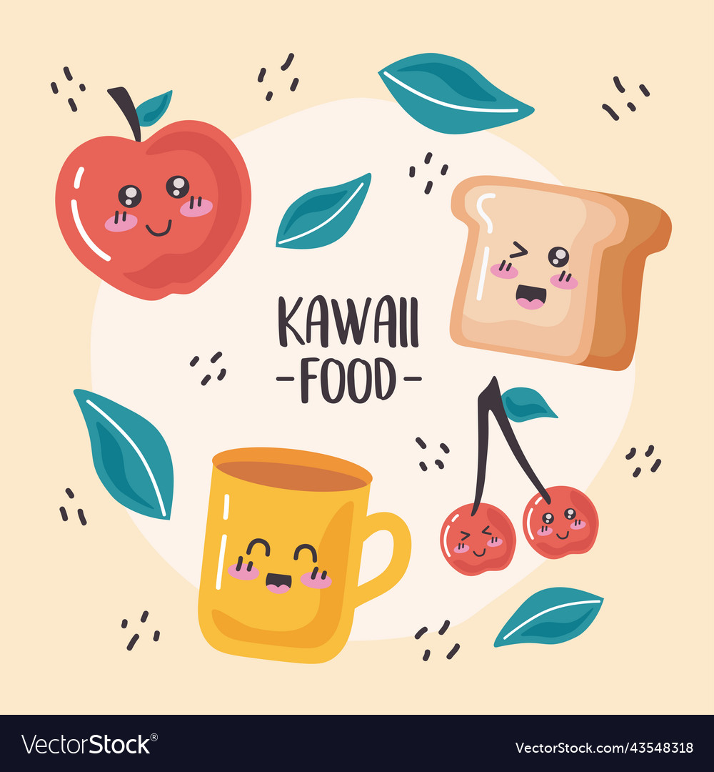 Kawaii food lettering font Royalty Free Vector Image