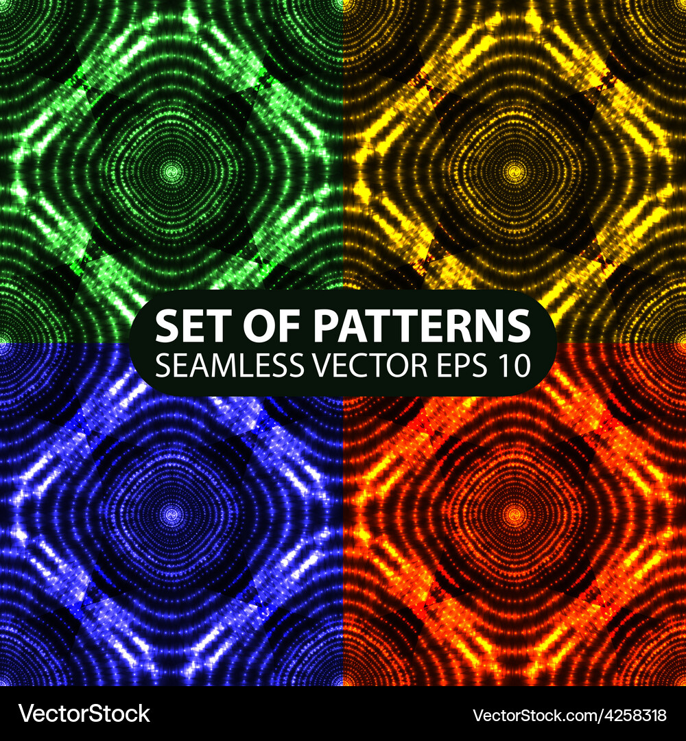 Set of 4 seamless glowing ethnic patterns Vector Image