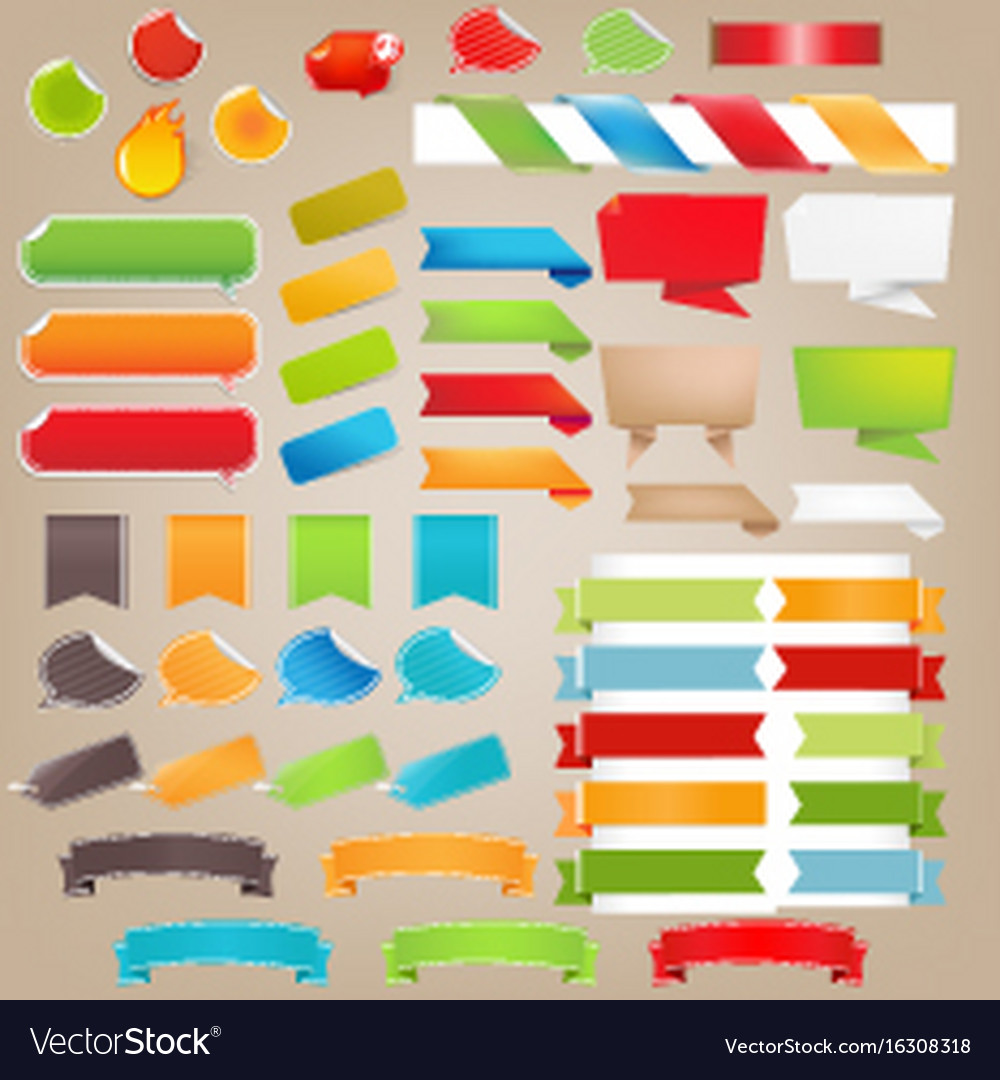 Speech bubble and colorful labels Royalty Free Vector Image