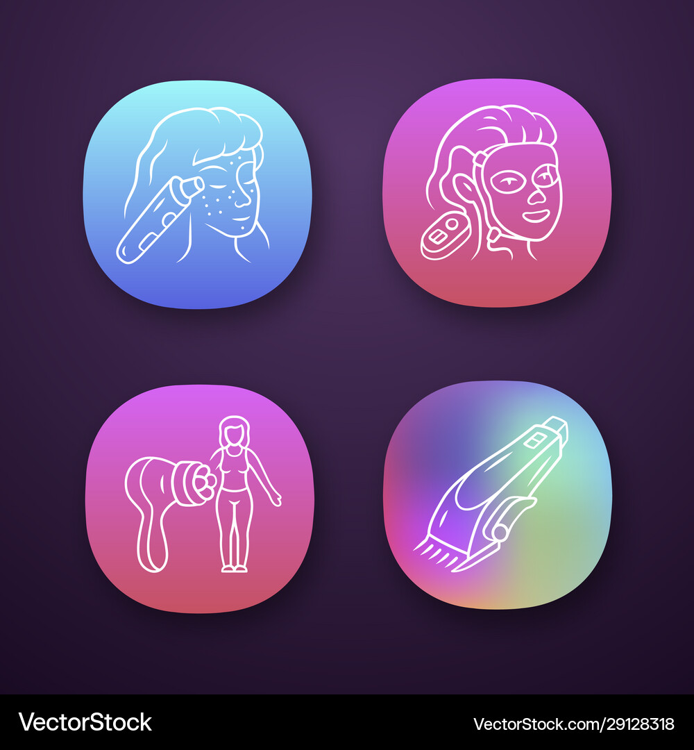 Window coverings and curtains app icons set panel Vector Image