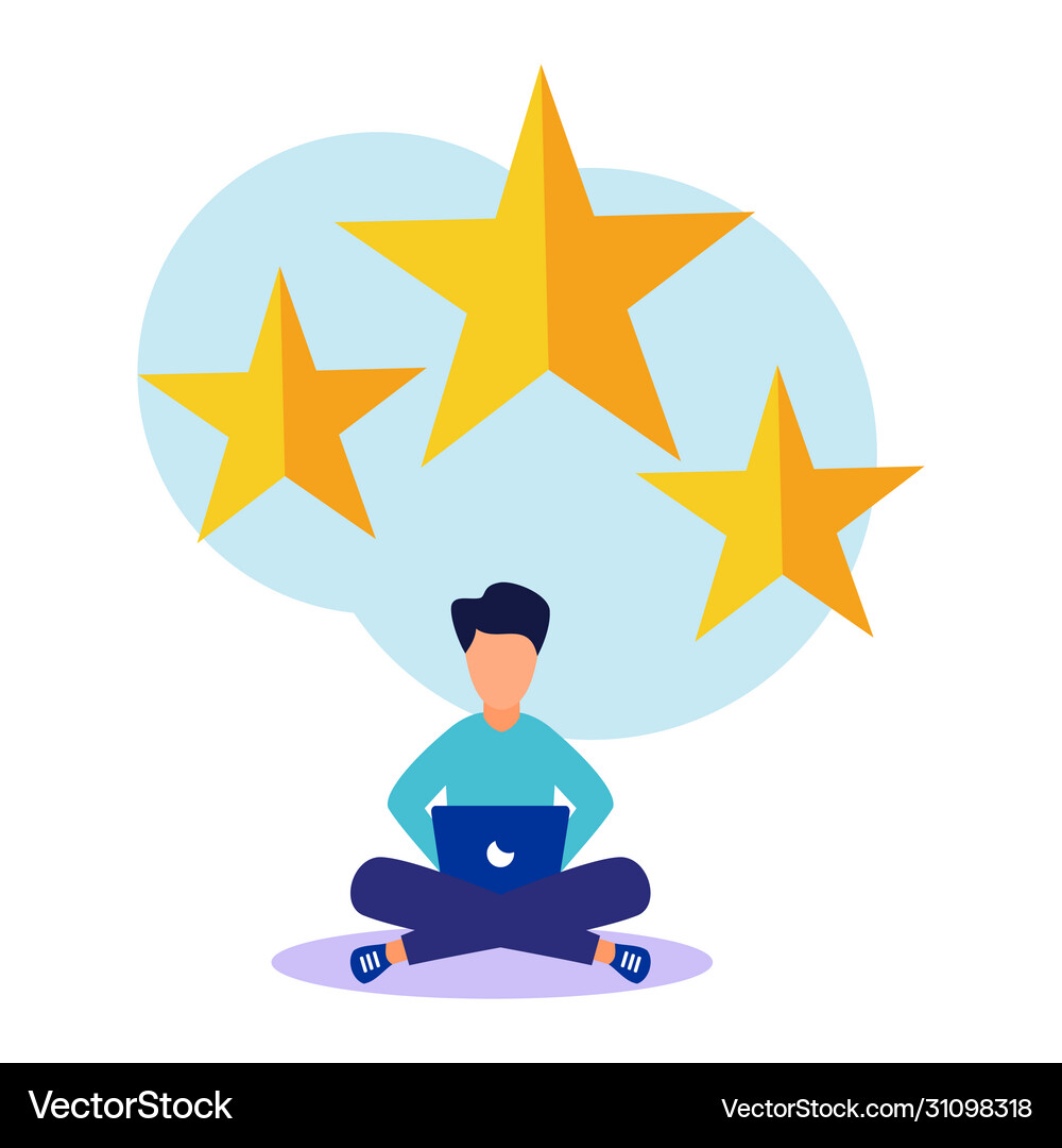 Young man with a star icon best performance Vector Image