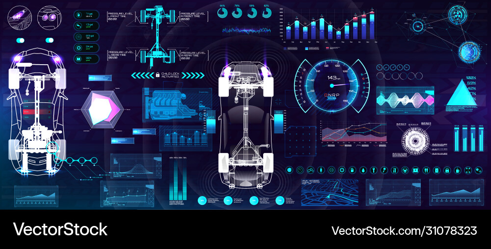 Car auto service in hud style Royalty Free Vector Image