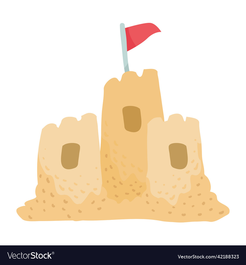 Castle sand with flag Royalty Free Vector Image