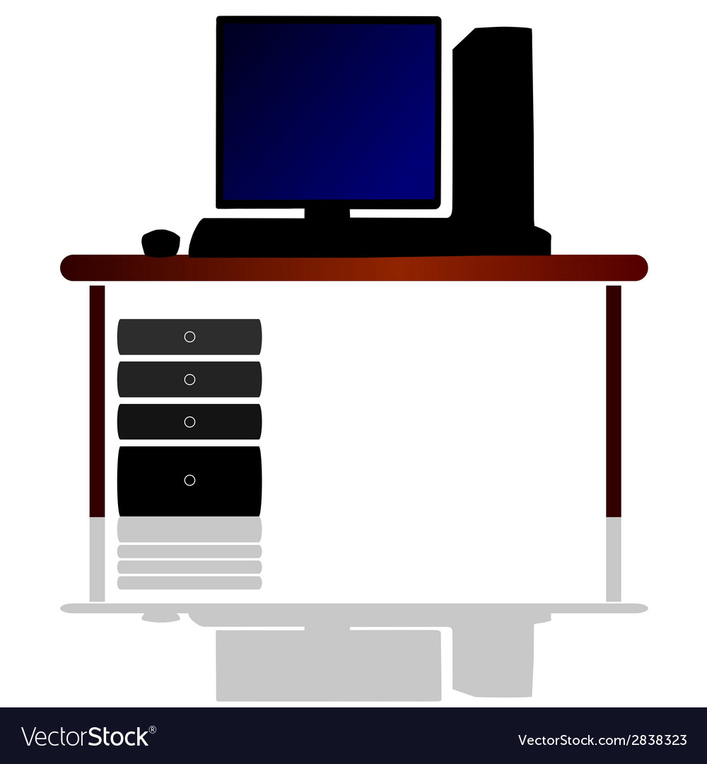 Computer on table Royalty Free Vector Image - VectorStock
