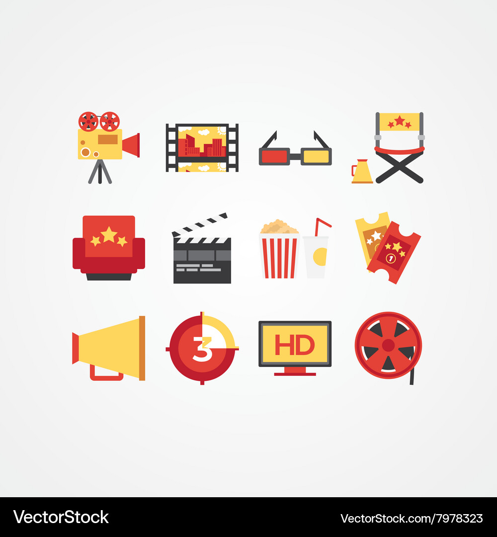 Creative movie and cinema icon set Royalty Free Vector Image