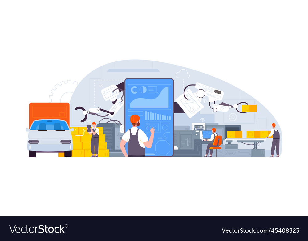 Factory wireless control managers using smart Vector Image