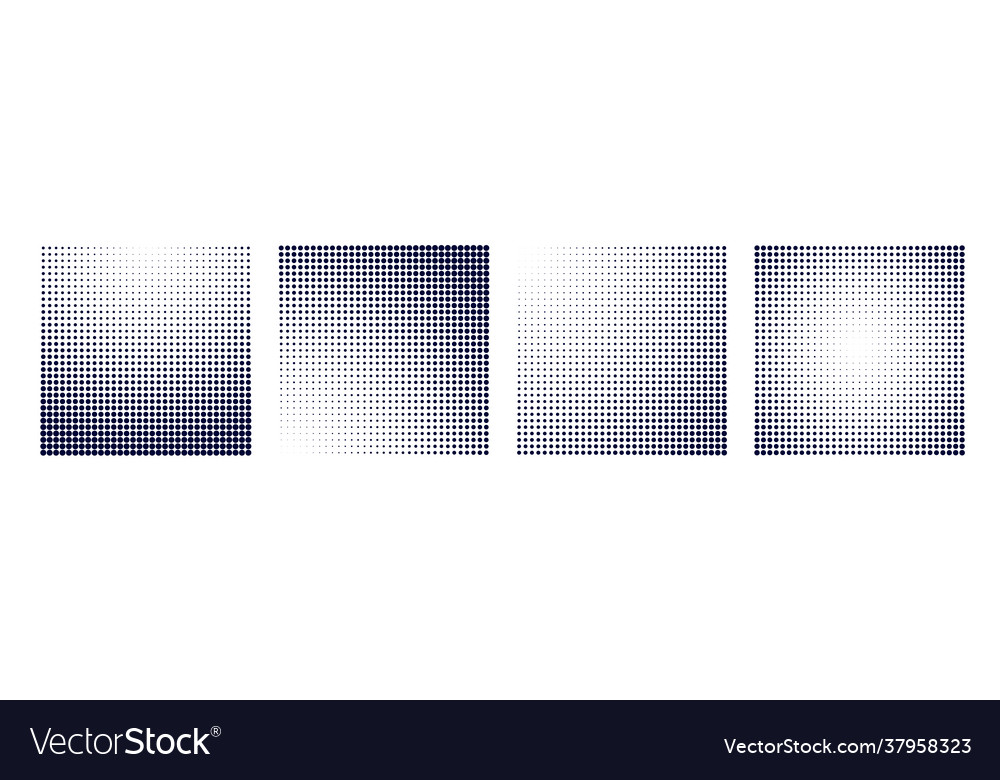 Halftone gradient square shape background set Vector Image