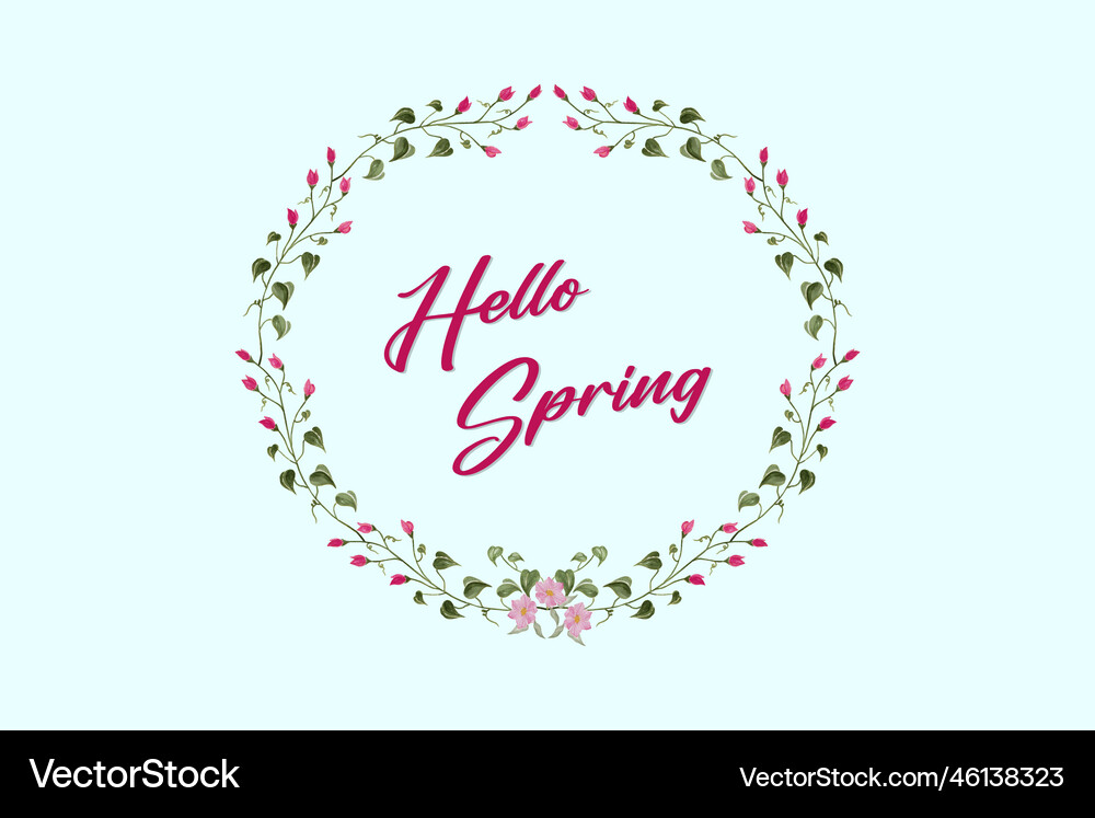 Hello spring floral wreathmodern watercolor Vector Image