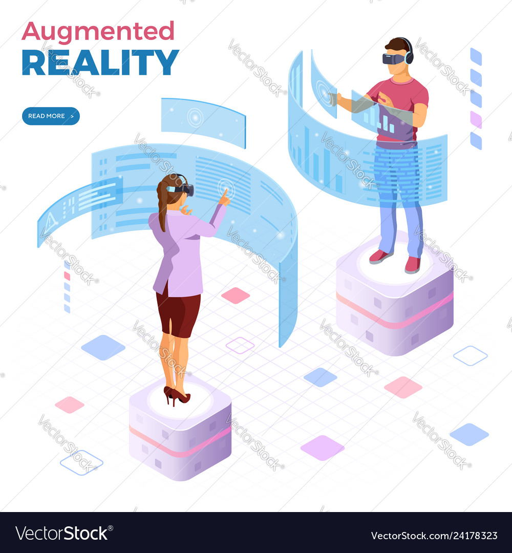 Isometric virtual augmented reality Royalty Free Vector