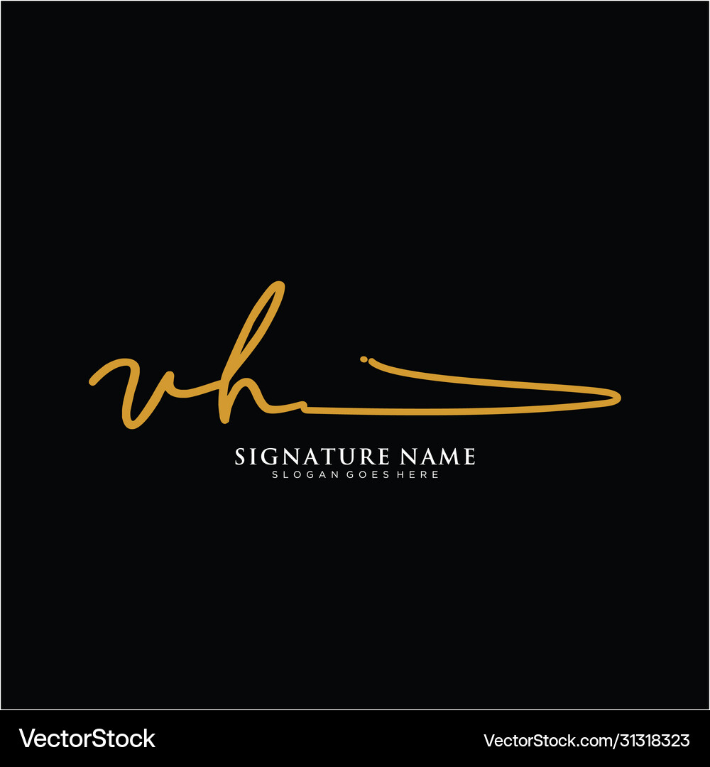 Letter vh signature logo template Royalty Free Vector Image
