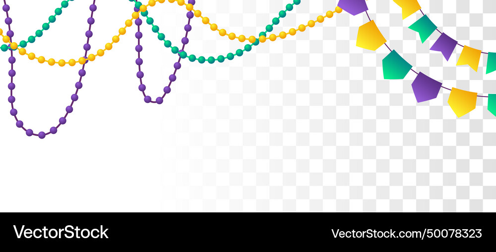 Mardi gras beads and bunting flags isolated Vector Image
