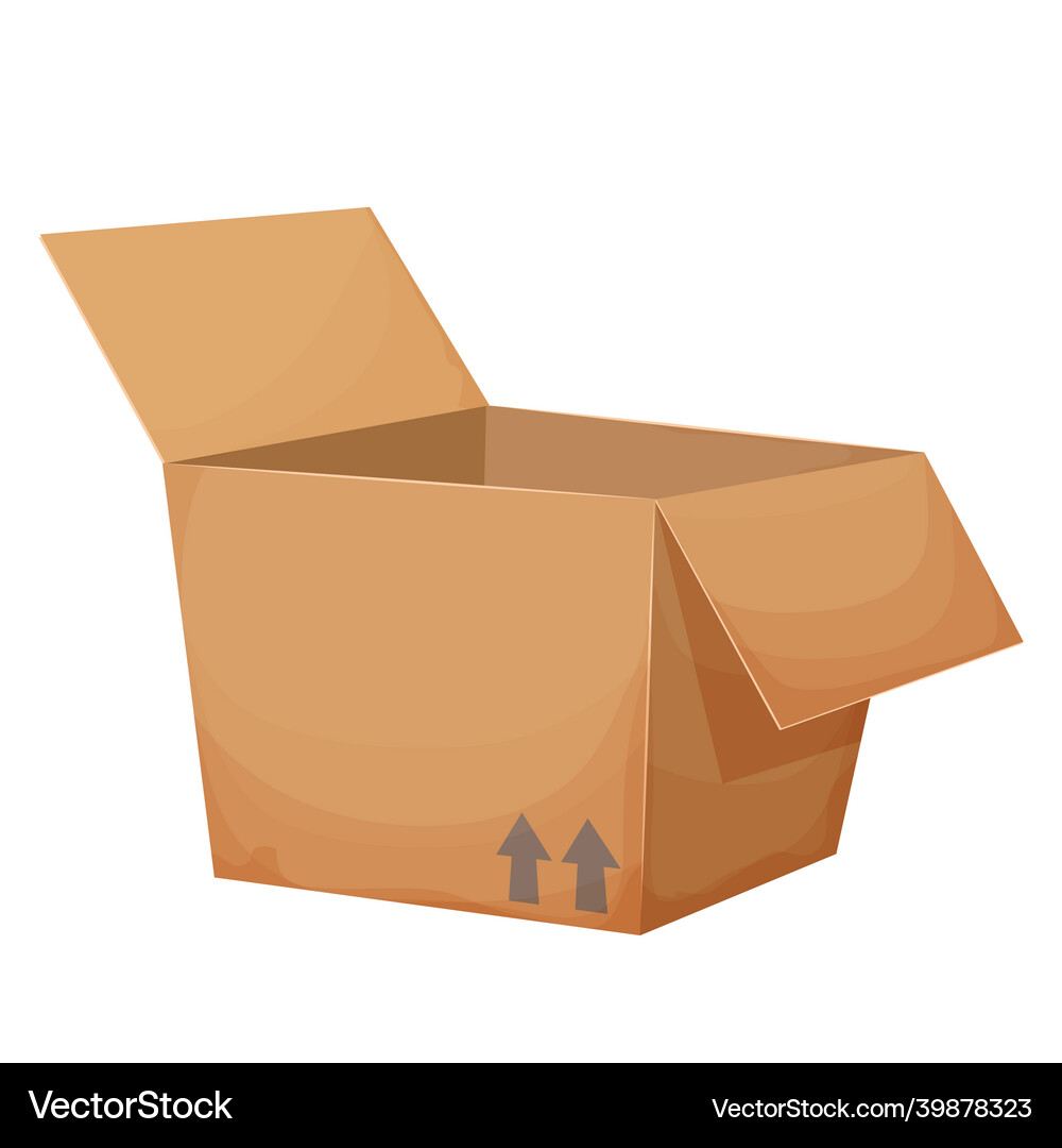 Open cardboard box in cartoon style isolated Vector Image