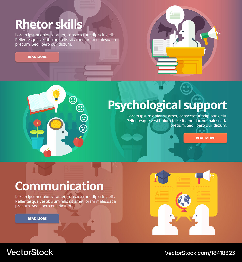 Orator skills psychological support art Royalty Free Vector
