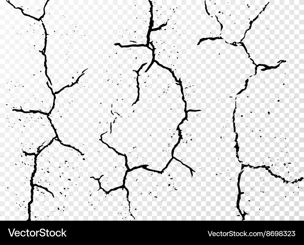 Set of vertical realistic wall cracks isolated on Vector Image