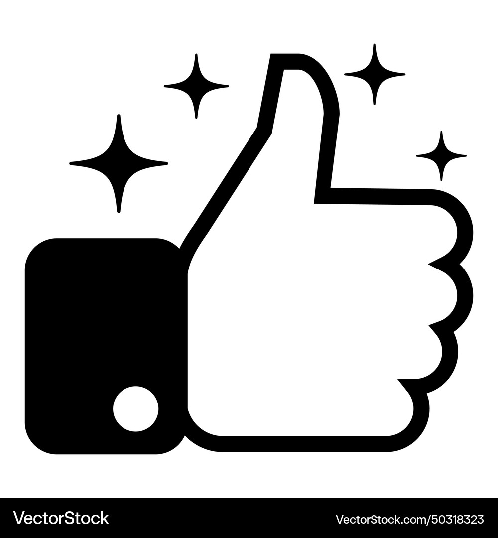 Thumbs up sign flat icon isolated on white Vector Image